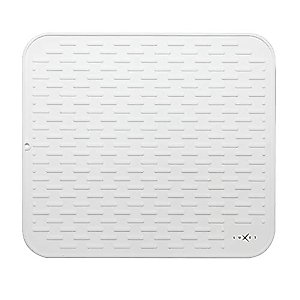 Luxet Multipurpose Premium Quality Silicone Dish Drying Mats for Kitchen Counter Top Dishes Pad, Heat Resistant Countertop Protection, Non Slip Grip, Large Trivet Size 17x15 inches (White)
