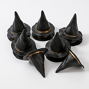 tiecawk 12Pcs Plastic Witch Hats Mini Halloween Witch Hats Wizard Hat for DIY Crafts Bottle Toppers Halloween Party Supplies (Black)