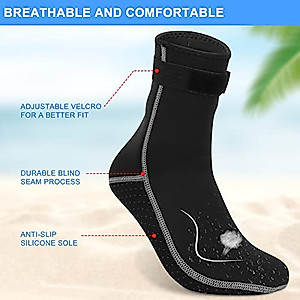Gimilife Neoprene Socks 3MM Water Socks for Women Men, Waterproof Diving Wetsuit Socks Sand Socks for Beach Volleyball Snorkeling Surfing Kayaking Swimming Water Sports Activities (High Style,XL)