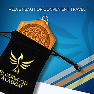 Elderwood Academy Pocket Sized Hex Dice Wood Chest with Magnetic Lid - Perfect for DnD, Magic the Gathering Dice Counters and Any Other Tabletop Games (Mini-Cherry/Celtic)