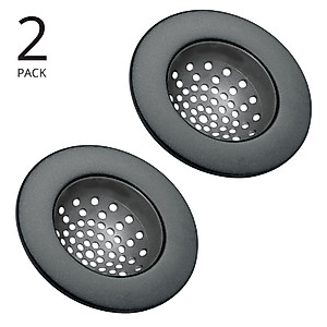 mDesign Modern Kitchen Sink Strainer, Drain Cover for Standard Kitchen Sinks, Double Farmhouse Sinks, Utility Sinks - Flexible Base Traps Debris, Wide Metal Rim, 4" Round - 2 Pack - Bronze