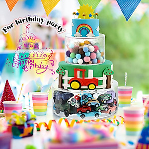 Tanlade 2 Pcs Clear Acrylic Fillable Cake Stand with 2 Pcs Round Foam Cake Dummies and 2 String Lights Clear Cake Riser 10 x 4'', 6 x 4'' 6pcs Fake Cake Decorative Centerpiece for Wedding Birthday