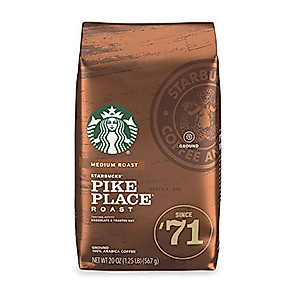 Starbucks Medium Roast Ground Coffee — Pike Place Roast — 100% Arabica — 1 bag (20 oz.) Great Holiday Gift
