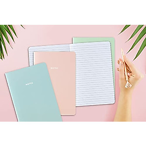 THiNKABLE Pastel Aesthetic Notebooks Set, Cute Journal Set 8 pack, A5 5.5 x 8.3 in 60 Pages, Simple Cover Notebook, Minimalist Journal for Women Lined Paper, Soft Cover Journals