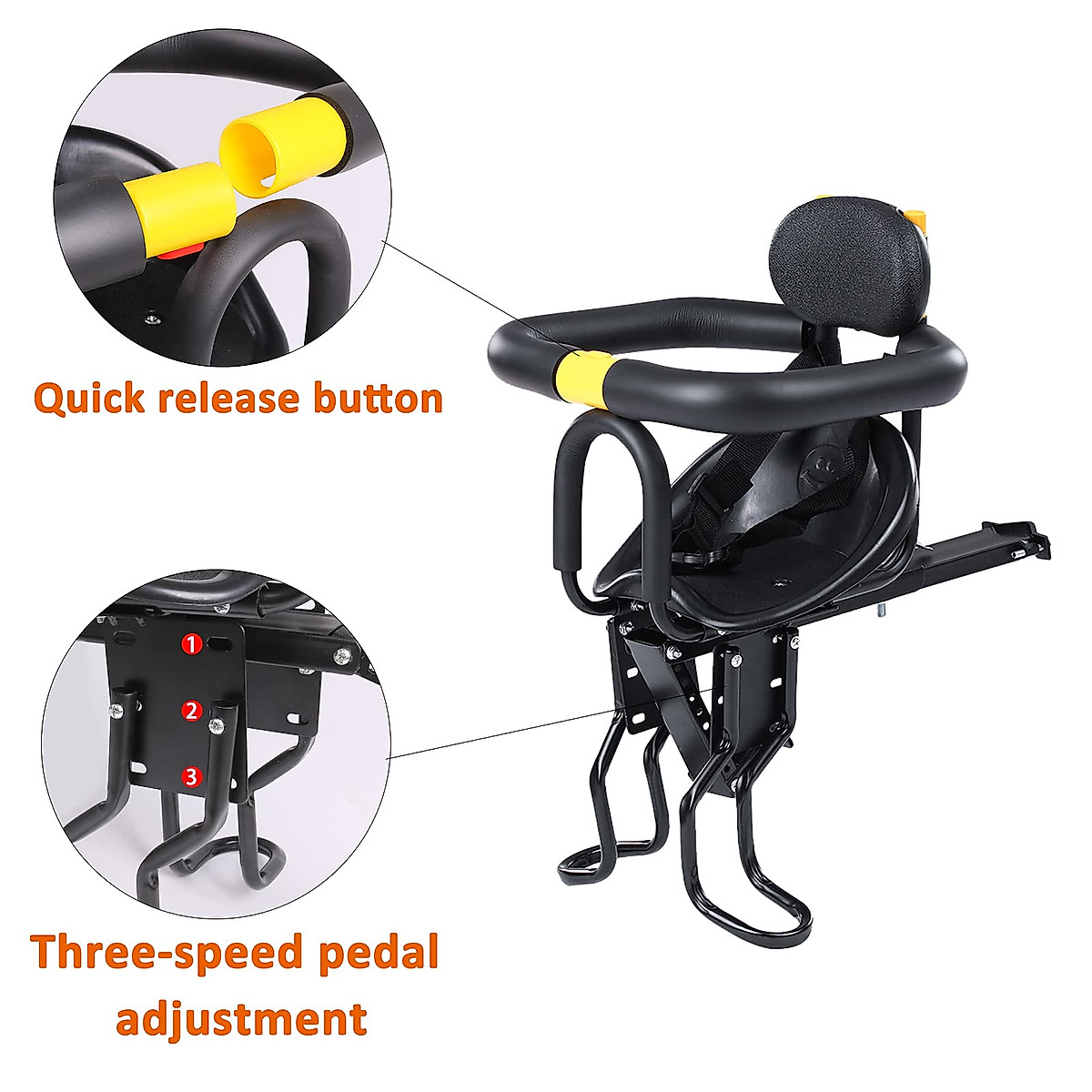 INNOLIFE Kids Bike Seat, Front Mounted Child Bike Seat with Guadrail Front Bike Seat for 8M - 6Y Children, Kids,Toddlers