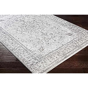Mark&Day Area Rugs, 7x9 Terband Updated Traditional Charcoal Area Rug, White/Beige/Black Carpet for Living Room, Bedroom or Kitchen (6'7" x 9')