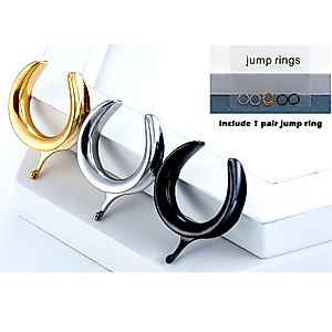 Earblity (8mm 0g DIY Ear Saddle Tunnel Plugs Piercing Stretchers Gold Hypoallergenic 316 Stainless Steel Ear Gauges Dangle Accessories Expander Fashion Body Jewelry 2PCS