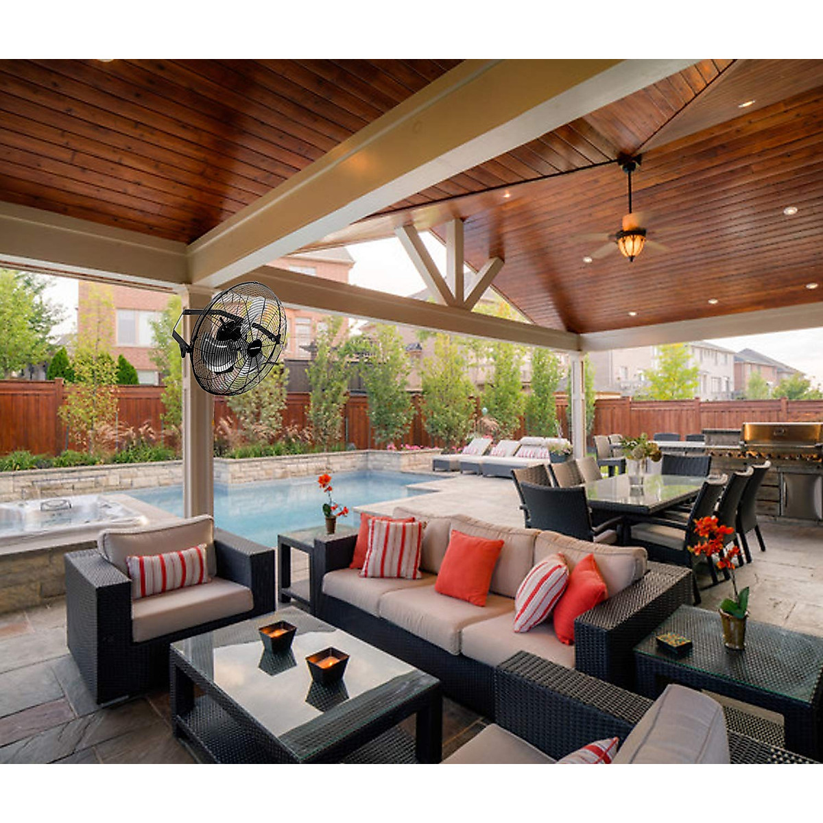 KEN BROWN 18 Inch Wall Mount Fan Outdoor, 4300CFM Metal Wall Fan, 3-Speeds High Velocity Wall Mounted Fan for Patios, Greenhouse, Garage, Gazebo, Barn, Shop, Industrial