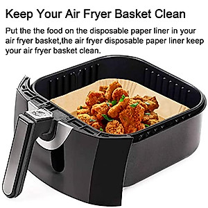 7.9 inch Air Fryer Disposable Paper Liner for Philips Air Fryer,Instant Vortex,COSORI Air Fryer,100 Pcs Square Air Fryer Paper Liners,Non-stick Parchment Liners,Air Fryer Accessories