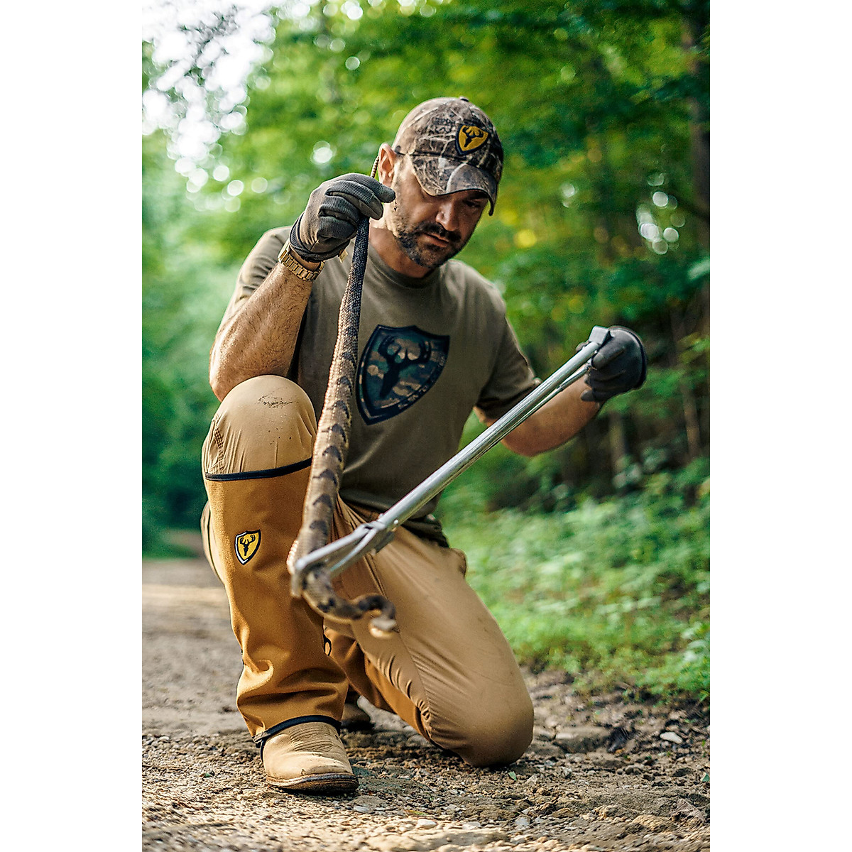 SCENTBLOCKER Snake Gaiters – Snake Bite Protection for Hunting, Hiking, Camping, Work for Men and Women (Buckskin, Regular)