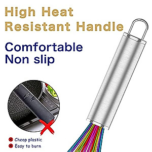 OYV Silicone Whisk,Professional Whisks For Cooking Non Scratch,Stainless Steel & Silicone Wisk,Plastic Rubber Whisk Tool For Nonstick Cookware,Silicon Wisks Set of 3,Rainbow,for Blending,Colorful.