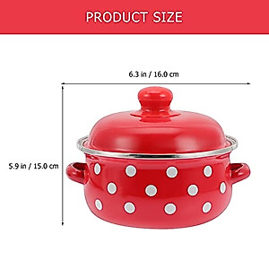 Luxshiny Enamelware Pot Enamel Soup Pot Vintage Stew Pot Stock Pot with Double Handle Soup Pasta Cooking Pot Noodle Porridge Pot for Kitchen Induction Cooktop Gas Stove 1. 1L 16cm Pasta Pot