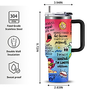 WWHSAI Sarcastic Gifts For Women - Multicoloured Snarky Quotes Travel Tumbler Coffee Mugs 40oz For Women Adult Humor, Funny Girl Gifts Cup, Birthday Sarcasm Gift For Friend Bestie Mom Coworker