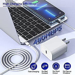 Apple Fast Charger, 10FT Extra Long iPhone Charger【Apple MFi Certified】20W Super Quick Charging USB C Wall Charger Block with 10Foot Lightning Cable Cord for 14/13/12/11/X/XR/SE/iPad