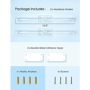 Heesch Headband Holder, Bracelet Holder, Claw Clip Organizer, Acrylic Necklace Holder, Hat Rack for Baseball Caps, Wall Mount Jewelry Holder for Bracelets, Watches, Headbands, Hair Ties (2-Pack)