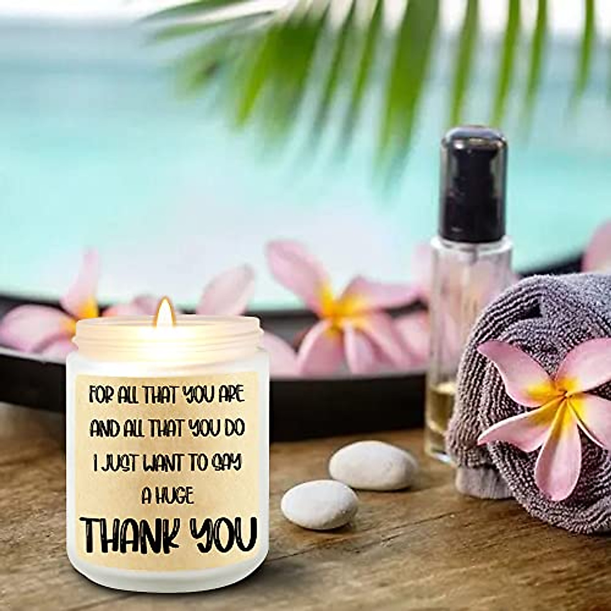 AharHora Vanilla Scented Candles for Mom, Thank You Candle Gifts for Women, Warm Gift for Thanksgiving Day Mother's Day Appreciation Gift, Funny Gift Candle for Women Men Family Mom Friend Coworkers