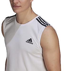 adidas Men's AEROREADY Designed 2 Move Sport 3-Stripes Tank Top, White, X-Small