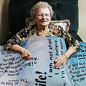 Prayer Healing Blanket with Inspirational Scripture Bible Verse Soft Flannel Throw Blankets Christian Religious Gifts for Women Men 60" x 50"