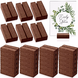 25 Pcs Wood Place Card Holder 2 Inch Rustic Table Number Holders Stands Wooden Sign Holders Photo Card Display Wood Stand for Wedding Party Birthday Retail Shop Office Pictures Menu Decorations