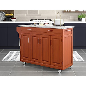 Create-a-Cart Cottage Oak 4 Door Cabinet Kitchen Cart with Gray Granite Top by Home Styles