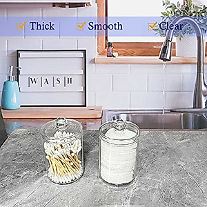 YUN-HL 3 Pack Apothecary Jars, Qtip Holder Dispenser for Cotton Ball Swab Round Pads Floss, Acrylic Cotton Swab Canister Holder, Bathroom Storage Organization Vanity Makeup Organizer
