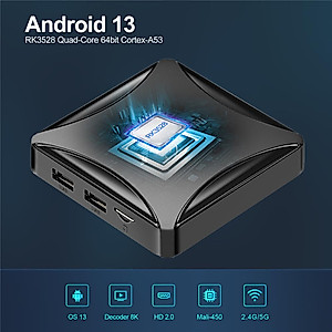 Android 13.0 TV Box,X88 Mini 13 4GB RAM 64GB ROM RK3528 Quad-Core Wifi 2.4G/5.8Ghz 8K HDR10+ Ultra HD USB Smart Home Player
