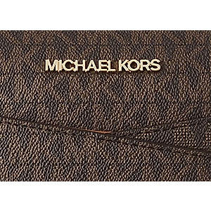 Michael Kors Jet Set Medium Crossbody Leather Handbag (BROWN)