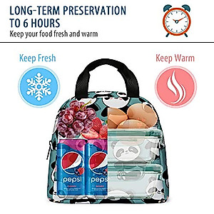 Panda Lunch Bag, Cute Kids Insulated Lunch Box Reusable Cooler Tote Bag Multi-functional School Lunch Container for Teen Boys Girls (Teal)