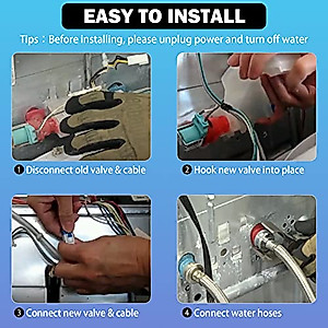 Washer Water Inlet Valve Replaces For Part W11101906 W10883458 AP6329219 W11210463 W10701461 W10869803 fits Whirlpool WTW4816FW2 W10683680 fits Inglis ITW4671EW1 Whirlpool Amana Crosley Maytag