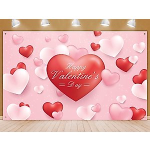 Valentine's Day Party Backdrop - Beautiful Romantic Blossom Love Heart Theme Studio Background Banner Decorations Photography Supplies - Happy Valentine's Day Photo Booth Backdrops - 70.8 x 43.3 Inch