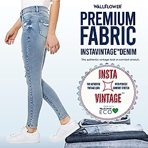 WallFlower Women's Fearless Curvy Ankle Denim Super High-Rise Insta Vintage Juniors Jeans (Standard and Plus), Coal/Black, 11