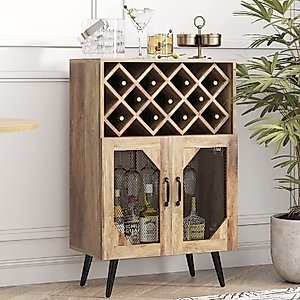 SogesGame Wine Cabinet Wine Storage Cabinet Liquor Cabinet Bar Wine Cabinet for Liquor, Freestanding Wine Rack with Glass Holder for Kitchen, Living Room, Dining Room