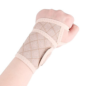 2 Pack Wrist Brace Wrist Wraps for Women Men, Carpal Tunnel Wrist Brace Wrist Straps for Weightlifting (Beige)