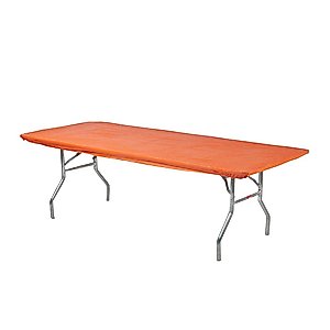 Kwik-Covers 6' Rectangle Plastic Table Covers 30" x 72", Bundle of 5 (Orange)