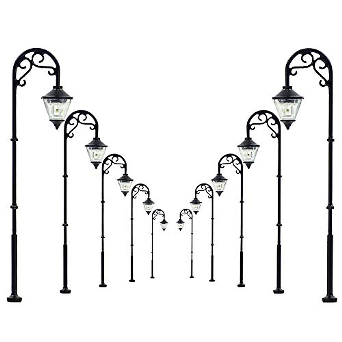 LYM55 10pcs Model Railway Lamppost Lamps HO Scale 63mm or 2.48inch Street Lgihts LEDs