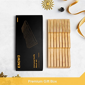 enowo Bamboo Knife Block Knife Drawer Organizer, Knife Holder for Kitchen Drawers Hold 15 Knives(Not included), Kitchen Knife Organizer Drawer Insert, Perfect for Home and Chefs