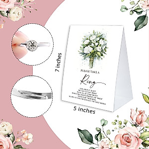 Cream Roses Bridal Shower Ring Game, Put a Ring On It Bridal Shower Game with 50 Fake Rings, Bridal Shower Decorations, Wedding Game, Bachelorette Hens Party Game for Guests - BX03