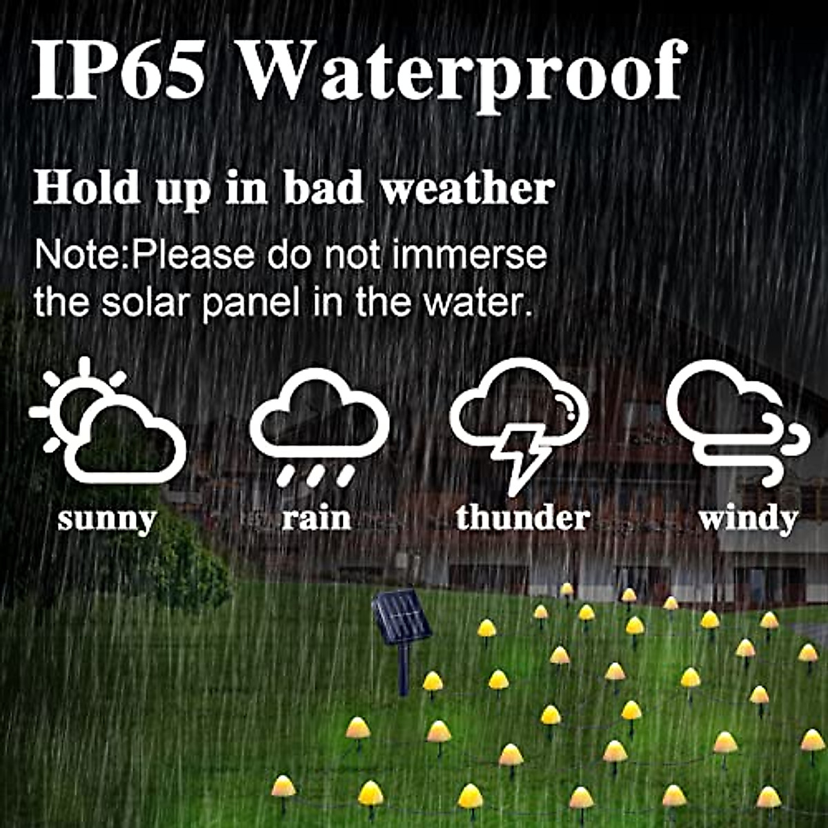 T4U888 30 PCS Mushroom Solar Lights, 8 Modes Outdoor Fairy Lights with 800Mah Battery Waterproof Garden Light for Backyard Wedding Christmas Party(Warm White-1)