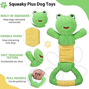 Letsmeet Dog Squeak Toys Durable Plush Dog Toy with Crinkle Paper, Tug of War Pull Toys for Puppies, Interactive Dog Chew Toys for Small, Medium and Large Dogs