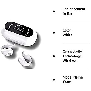 Open Ear Headphones,Wireless Bluetooth Earbuds,Bone Conduction Headphones, Sport Earbuds,Bluetooth 5.3 Clip-on Earphones,Premium Sound, Noise Cancelling, 32 Hours Playtime with Case (White