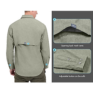 Little Donkey Andy Men's Quick Dry Hiking Shirt, Lightweight Long Sleeve Travel Shirt, Air-Holes Tech Laurel Oak Heather XXXL