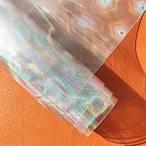 HYANG Transparent Galaxy PVC Super Clear Holographic Galaxy Vinyl Faux Leather Sheets 1 Roll 12" x 53" (30cm x 135cm) for DIY Bows Earrings Bags DIY Crafts Making