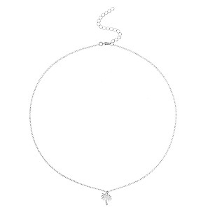 Yalice Tropical Palm Tree Pendant Necklace Chain Short Coconut Necklaces Jewelry for Women and Girls (Silver)