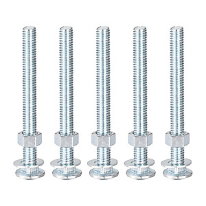 uxcell 3/8-16 x 4 Square Neck Carriage Bolts with Nuts & Washers, Carbon Steel Coach Bolt Screws 5 Set