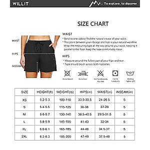 Willit Women's 5" Hiking Shorts Golf Athletic Outdoor Shorts Quick Dry Workout Summer Water Shorts with Pockets Black L