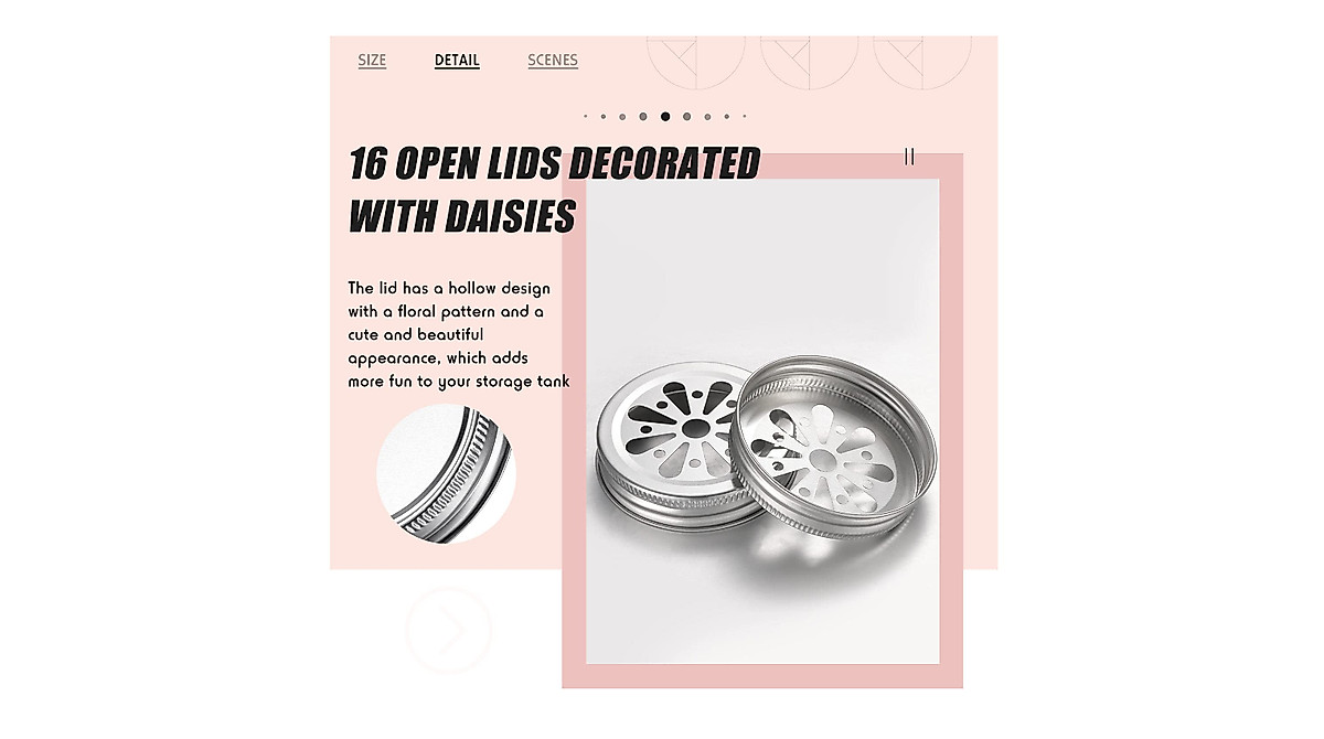 16 Pcs Daisy Mason Jar Lids - Rustproof Flower Canning Lids