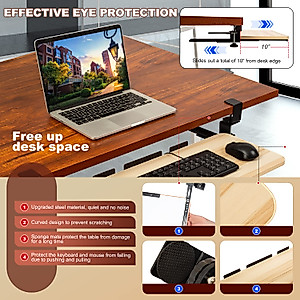 TOKPELA Keyboard Tray Under Desk for Corner L Shaped Desk, Ergonomic Corner Desk Keyboard Tray，Under The Desk Slide Out Computer Keyboard & Mouse Tray， 27.28" W x 11.85" D x 0.83”H (Light Walnut)