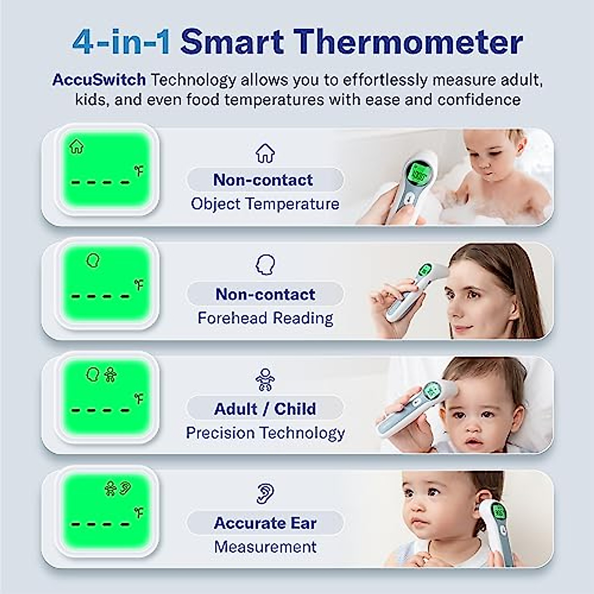 Alcedo Forehead and Ear Thermometer for Adults, Kids, and Baby | Digital Infrared Thermometer for Fever | Touchless, Instant Read, Medical Grade | Pouch and Batteries Included