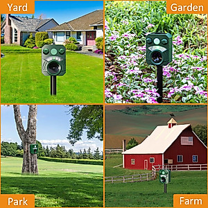 Ultrasonic Animal Repeller Solar Squirrel Deterrent Dog Cat Repellent with Motion Sensor and Flashing Light Raccoon Repeller Fox Rabbit Waterproof Outdoor 2 Pack