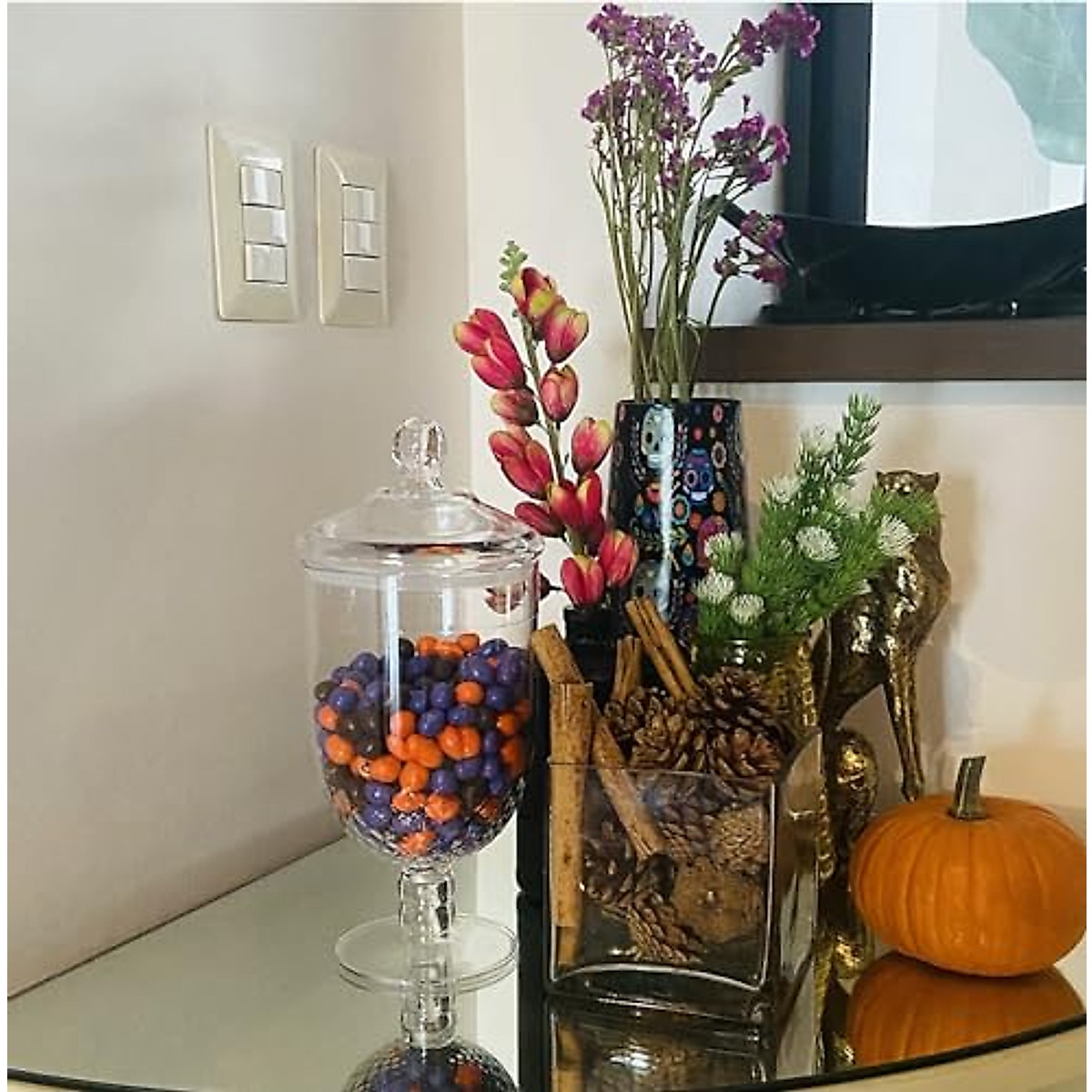 Moflekja Apothecary Jar with Airtight Lid in Premium Acrylic Plastic, Decorative Weddings Candy Buffet, Elegant Storage Jar, 50-Ounce